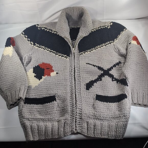Handmade | Sweaters | Vintage Beagle Knit Sweater Cowichan Cardigan ...